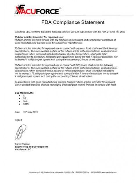 Vacuforce LLC Compliance Certificates